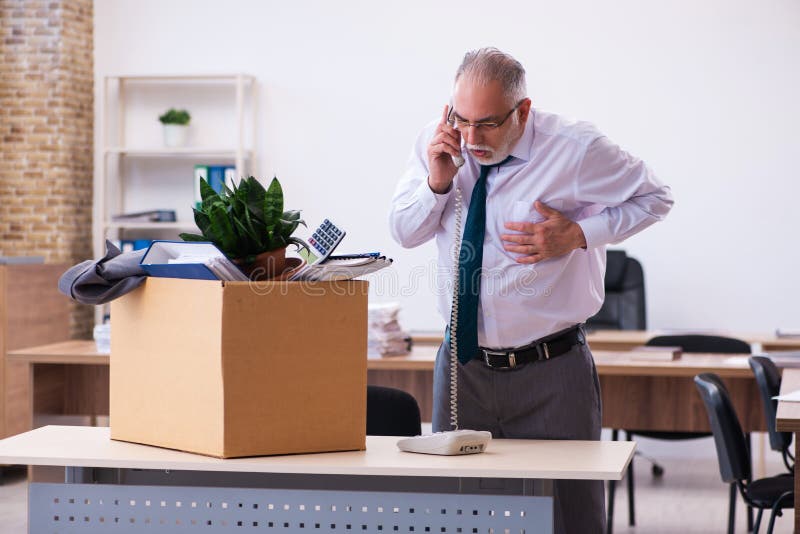 Old Male Employee Being Fired from His Work Stock Image - Image of ...