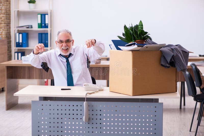 Old Male Employee Being Fired from His Work Stock Image - Image of ...
