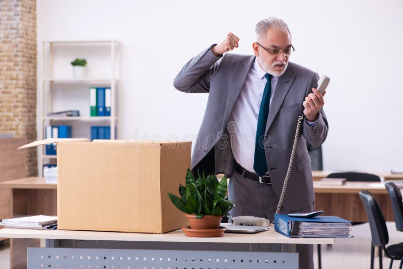 Old Male Employee Being Fired from His Work Stock Image - Image of ...