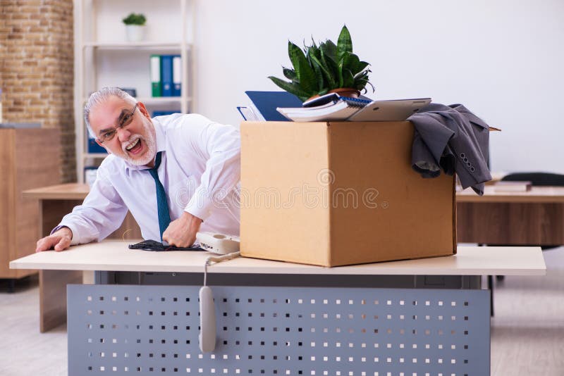 Old Male Employee Being Fired from His Work Stock Image - Image of ...