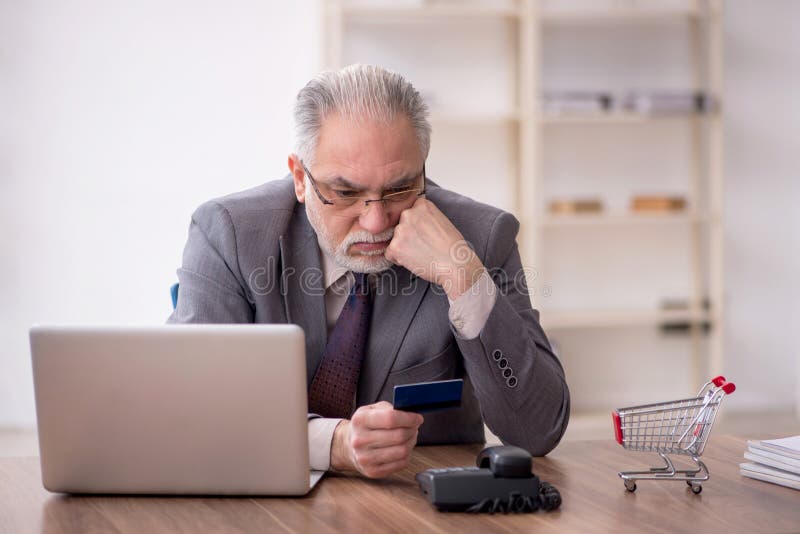 Old Male Employee in E-commerce Concept Stock Image - Image of manager ...