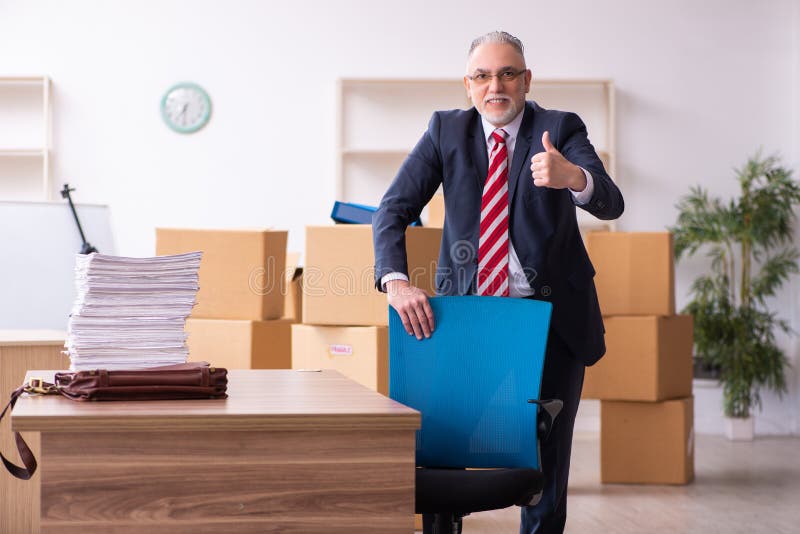 Old Businessman Employee in Relocation Concept Stock Image - Image of ...