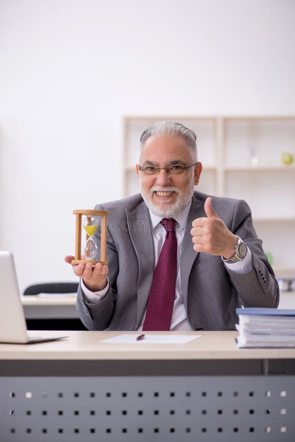 Old Male Employee in Time Management Concept Stock Image - Image of ...