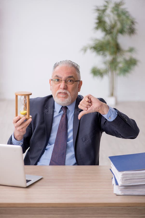 Old Male Employee in Time Management Concept Stock Image - Image of ...