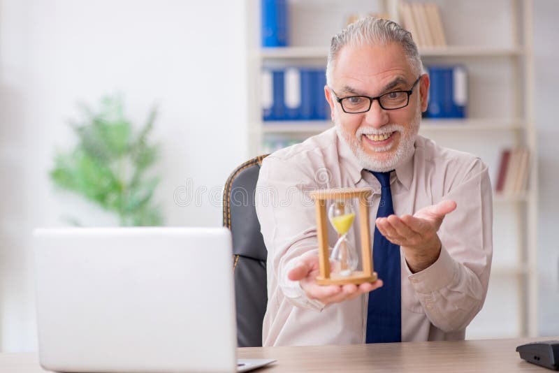 Old Male Employee in Time Management Concept Stock Image - Image of ...