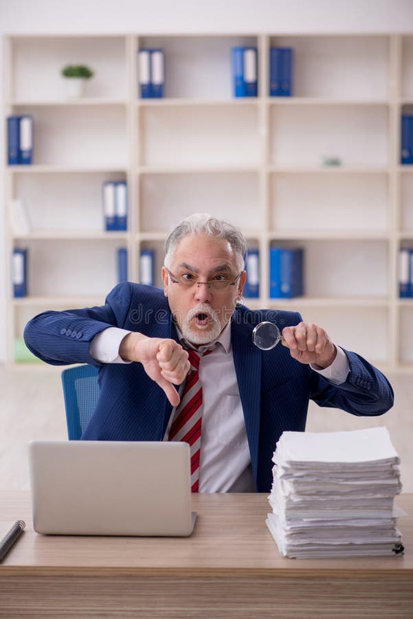 Old Male Employee Unhappy with Excessive Work in the Office Stock Photo ...