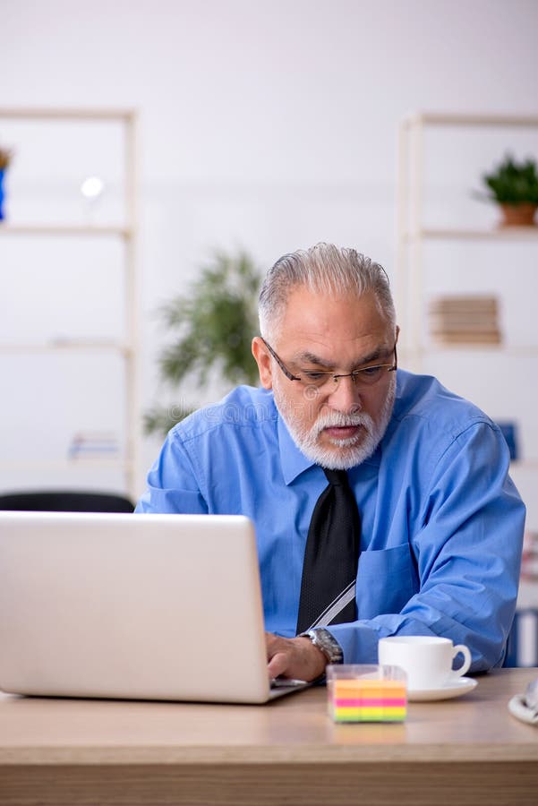 Old Male Employee Working in the Office Stock Image - Image of work ...