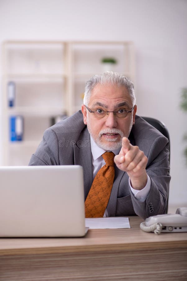 Old Male Employee Working in the Office Stock Photo - Image of paper ...