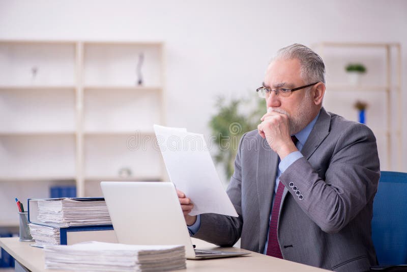 Old Male Employee Working in the Office Stock Photo - Image of manager ...