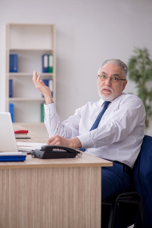Old Male Employee Working in the Office Stock Photo - Image of manager ...