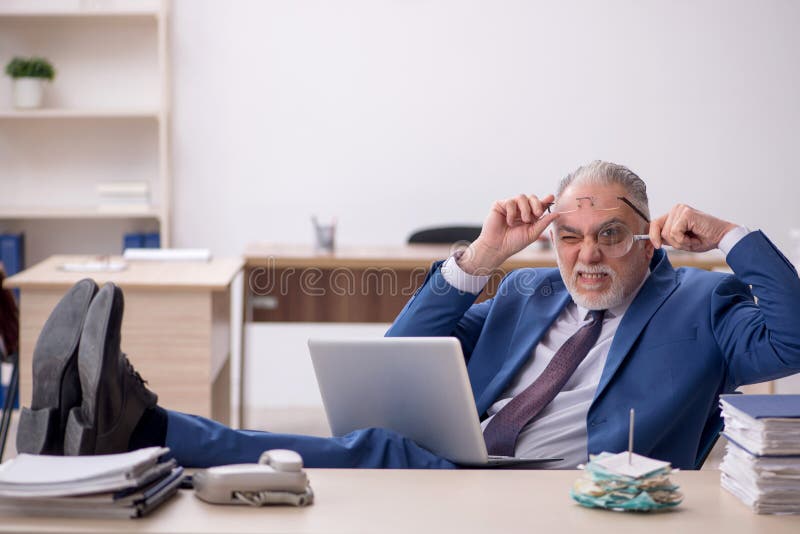 Old Male Employee Working in the Office Stock Photo - Image of lawyer ...