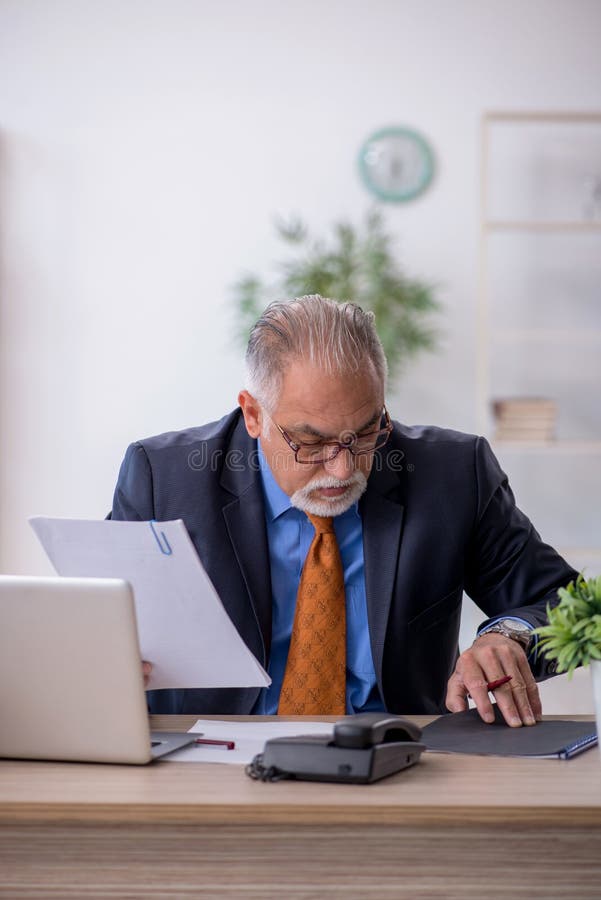 Old Boss Working in the Office Stock Photo - Image of workplace ...