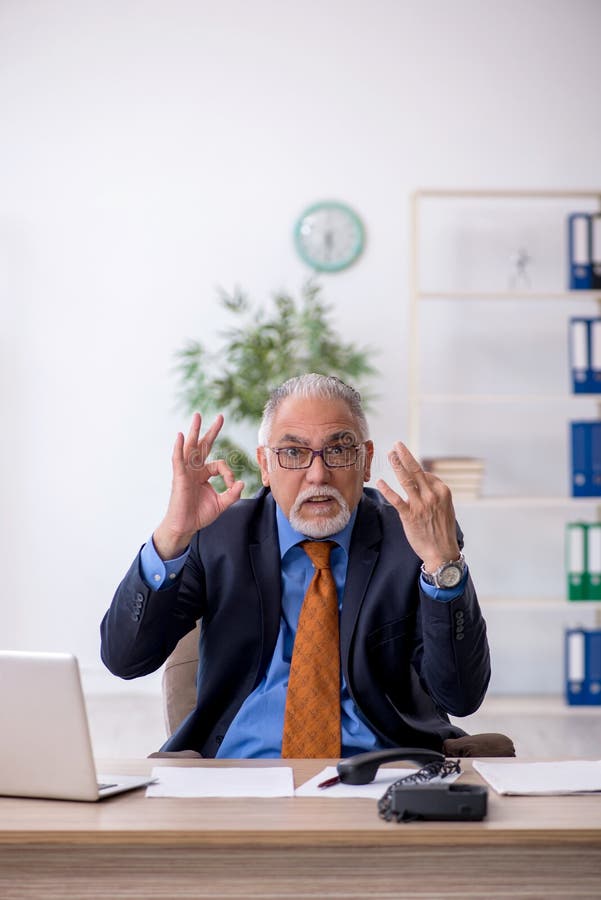Old Boss Working in the Office Stock Image - Image of working, business ...