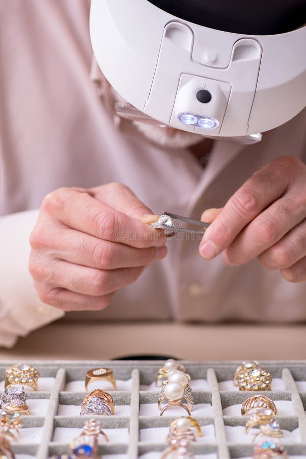 Old Male Jeweler at Workshop Stock Image - Image of bracelet, jewellery ...