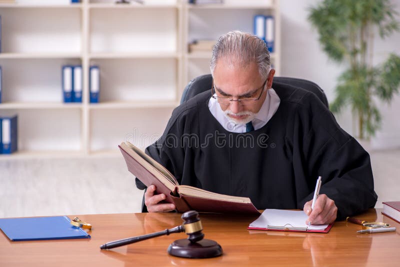 Old Male Judge Working in Courthouse Stock Image - Image of legally ...