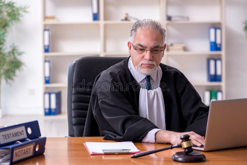 Old Male Judge Working in Courthouse Stock Photo - Image of juridical ...