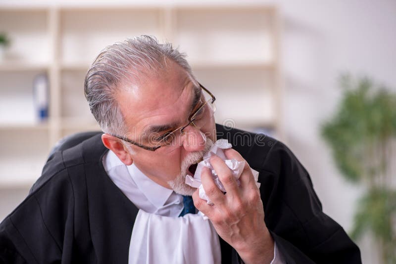 Old Male Judge Working in Courthouse Stock Image - Image of courtroom ...