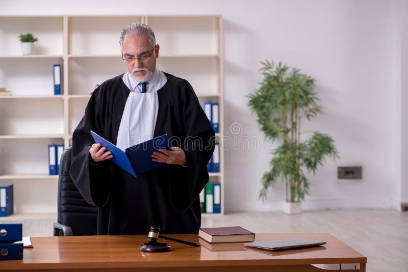 Old Male Judge Working in Courthouse Stock Photo - Image of defense ...