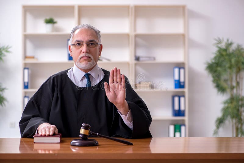 Old Male Judge Working in Courthouse Stock Image - Image of legally ...