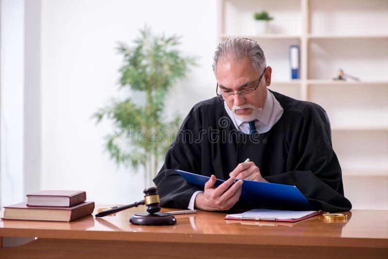 Old Male Judge Working in Courthouse Stock Image - Image of courthouse ...