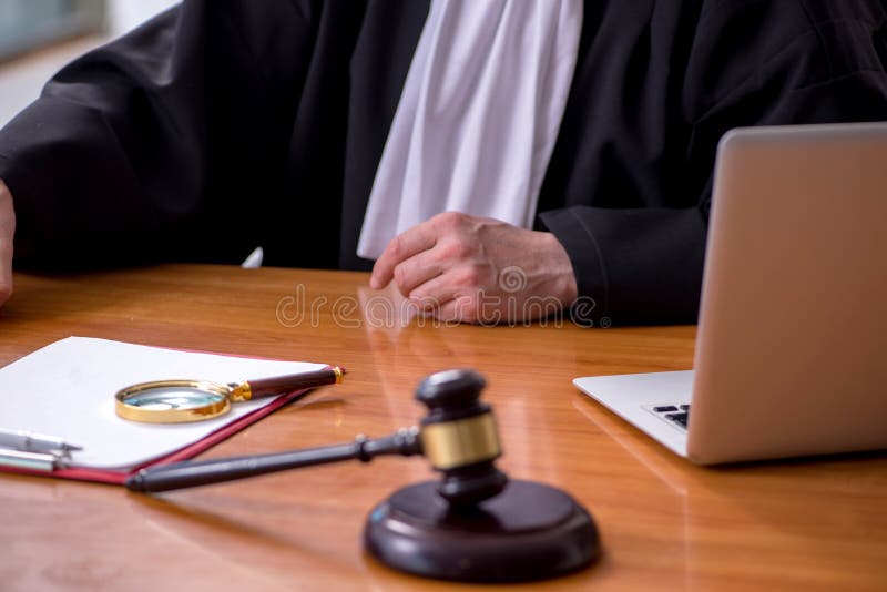 Old Male Judge Working in Courthouse Stock Image - Image of liberty ...