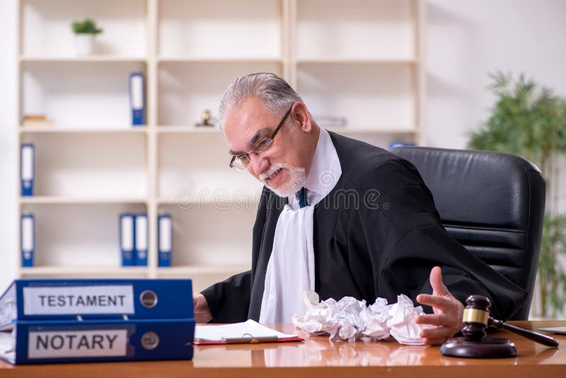 Old Male Judge Working in Courthouse Stock Photo - Image of hammer ...