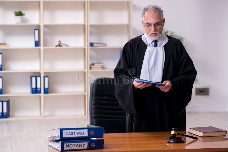 Old Male Judge Working in Courthouse Stock Photo - Image of case ...