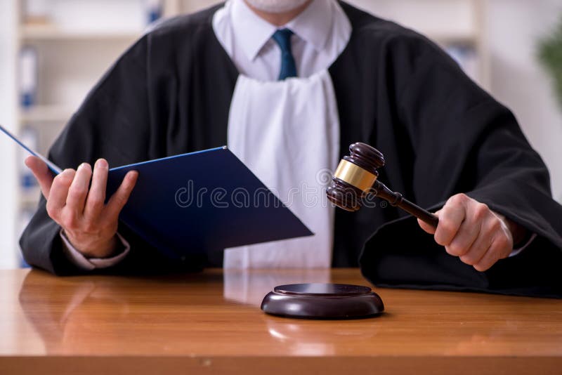 Old Male Judge Working in Courthouse Stock Photo - Image of gavel ...