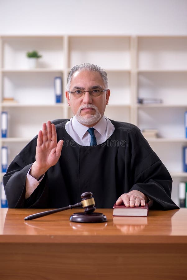 Old Male Judge Working in Courthouse Stock Image - Image of legally ...