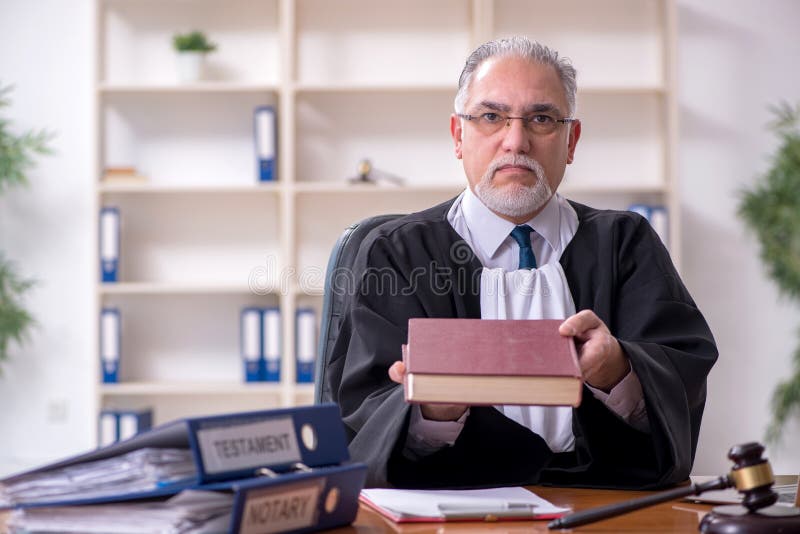 Old Male Judge Working in Courthouse Stock Photo - Image of juridical ...