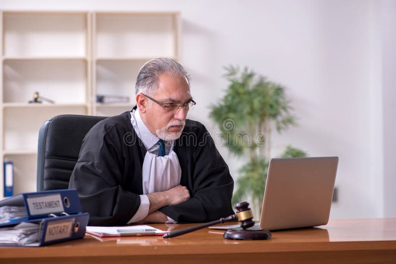 Old Male Judge Working in Courthouse Stock Photo - Image of lawyer ...