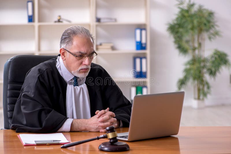 Old Male Judge Working in Courthouse Stock Photo - Image of court ...
