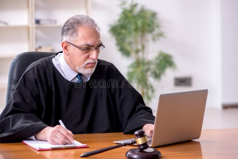 Old Male Judge Working in Courthouse Stock Image - Image of courthouse ...