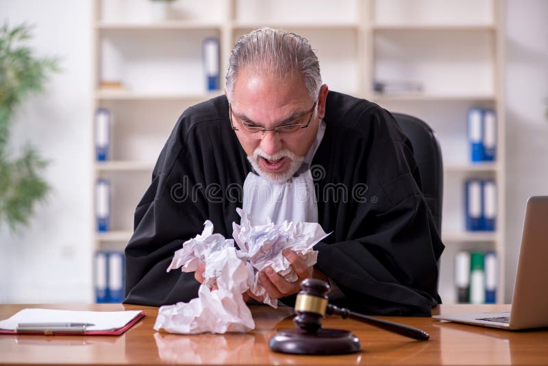 Old Male Judge Working in Courthouse Stock Photo - Image of legislation ...