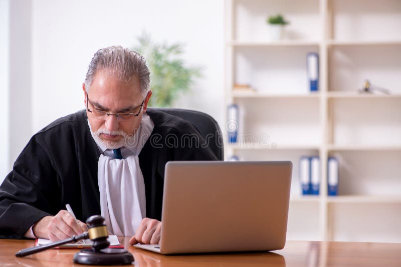 Old Male Judge Working in Courthouse Stock Photo - Image of judgement ...