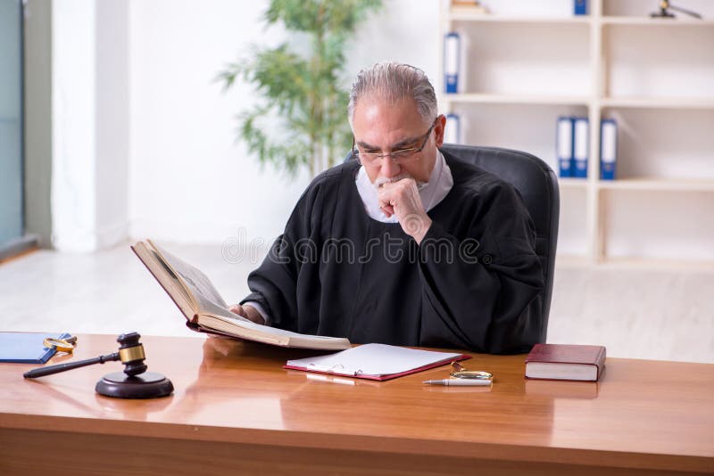 Old Male Judge Working in Courthouse Stock Photo - Image of litigation ...