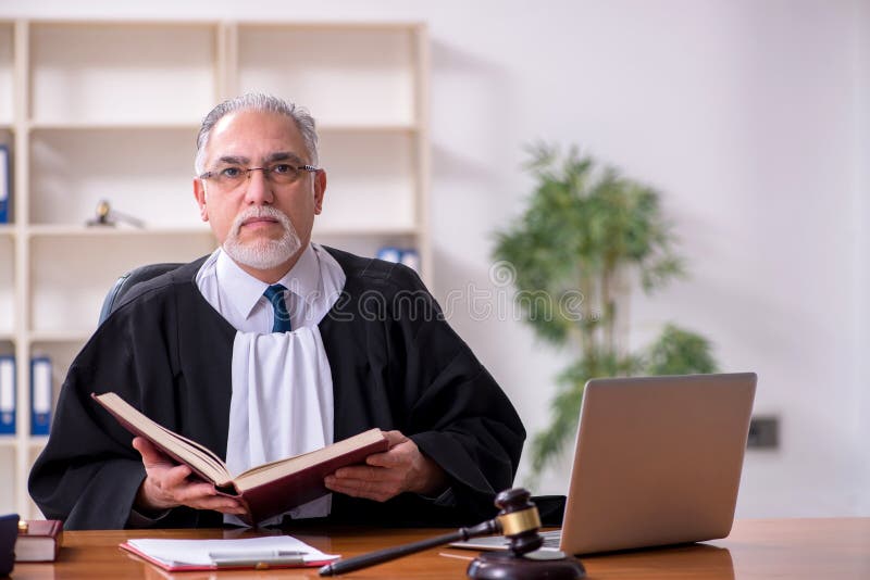 Old Male Judge Working in Courthouse Stock Image - Image of judicial ...