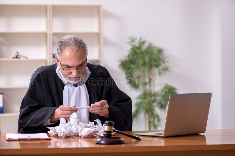 Old Male Judge Working in Courthouse Stock Photo - Image of authority ...