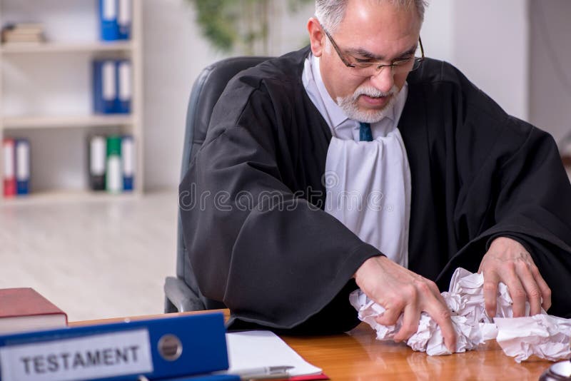 Old Male Judge Working in Courthouse Stock Image - Image of legal, busy ...