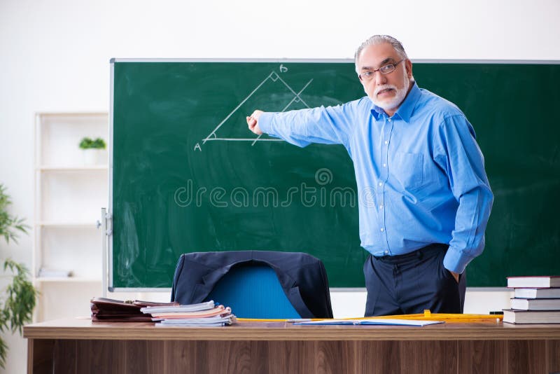 Old Male Math Teacher in the Classroom Stock Image - Image of ...
