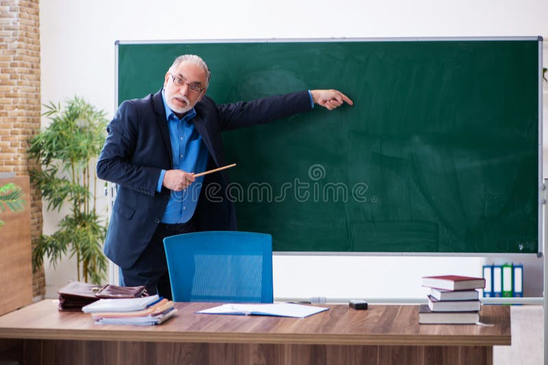 Old Male Math Teacher in the Classroom Stock Image - Image of training ...