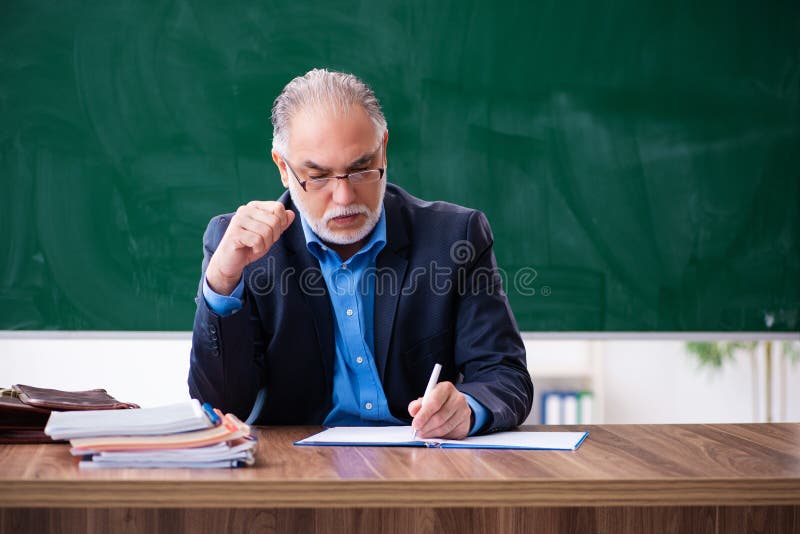 Old Male Math Teacher in the Classroom Stock Image - Image of ...