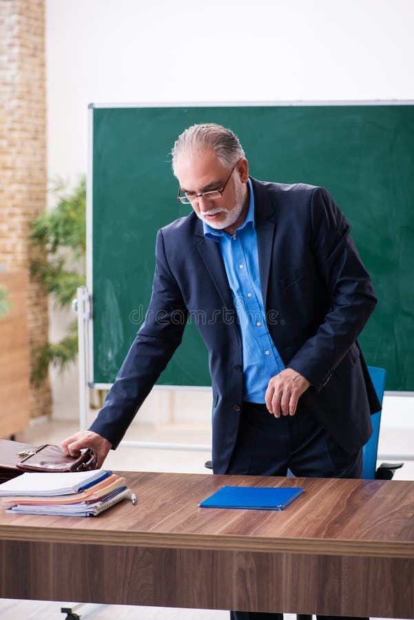 Old Male Math Teacher in the Classroom Stock Image - Image of lecture ...