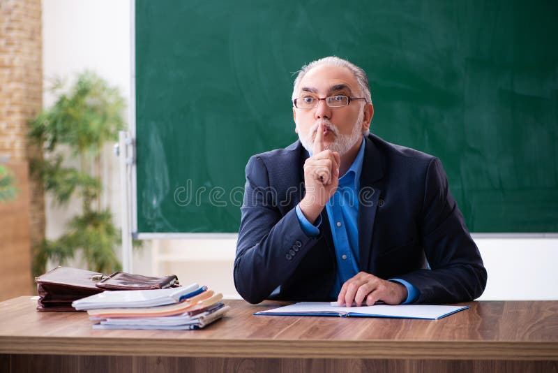Old Male Math Teacher in the Classroom Stock Image - Image of college ...