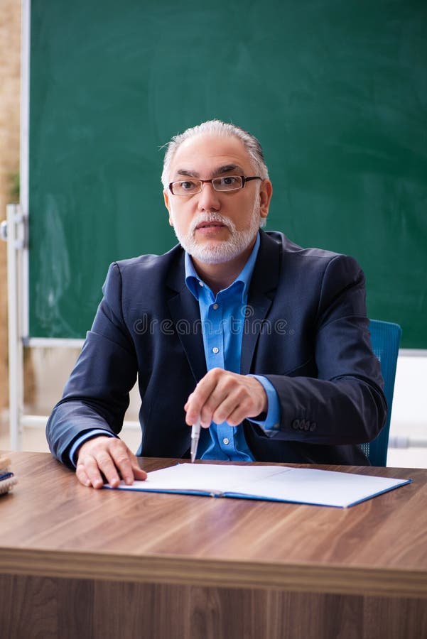 Old Male Math Teacher in the Classroom Stock Photo - Image of notes ...