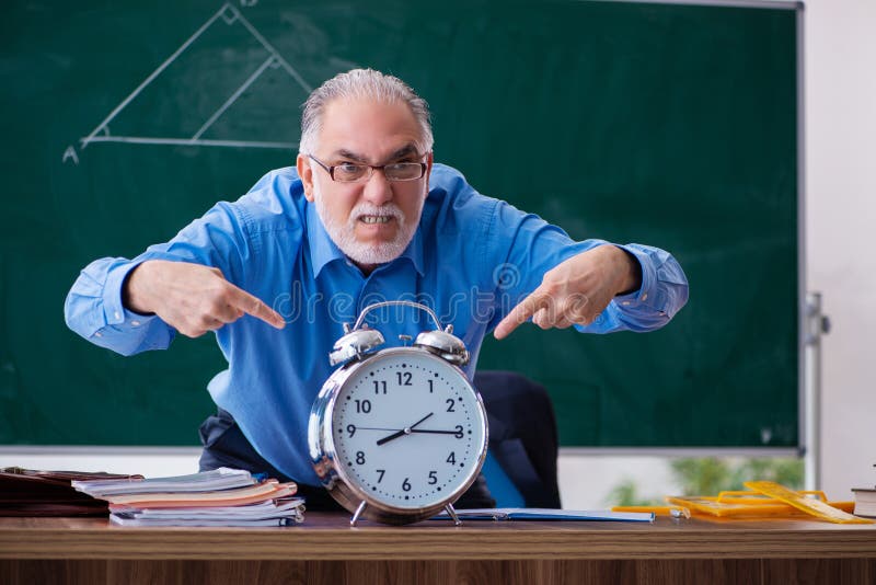 Old Male Math Teacher in Time Management Concept Stock Photo - Image of ...
