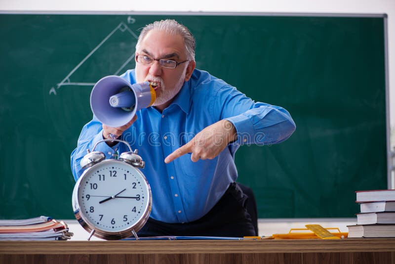 Old Male Math Teacher in Time Management Concept Stock Image - Image of ...