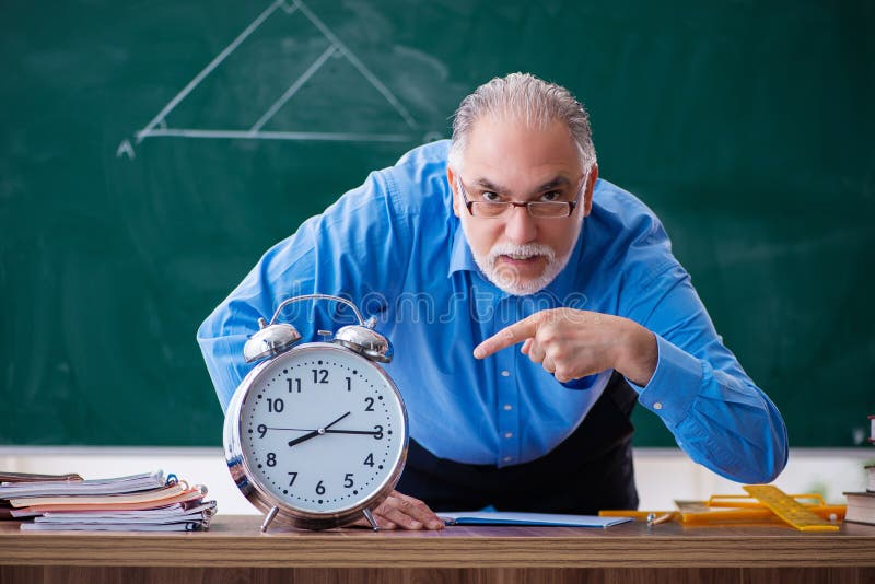 Old Male Math Teacher in Time Management Concept Stock Photo - Image of ...