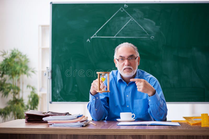 Old Male Math Teacher in Time Management Concept Stock Photo - Image of ...