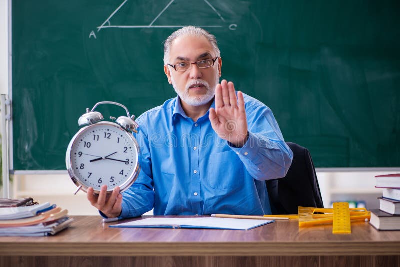 Old Male Math Teacher in Time Management Concept Stock Image - Image of ...